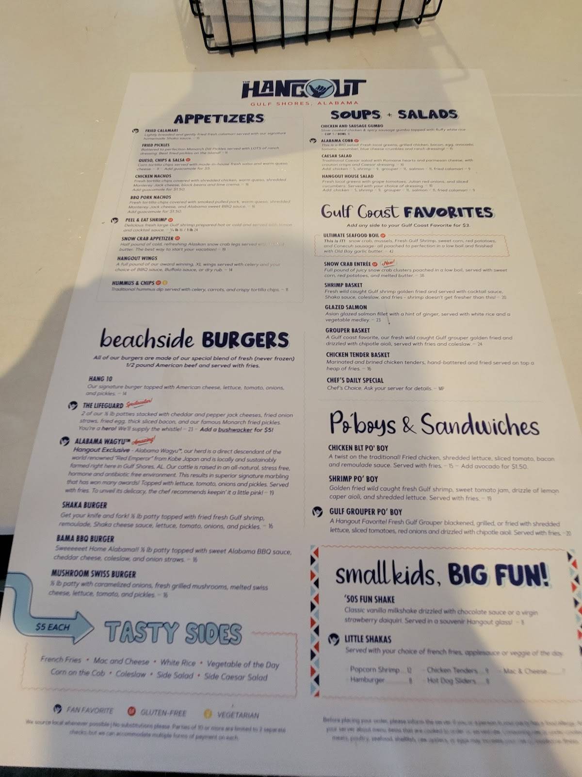 Menu at The Hangout Gulf Shores pub & bar, Gulf Shores, 101 E Beach Blvd