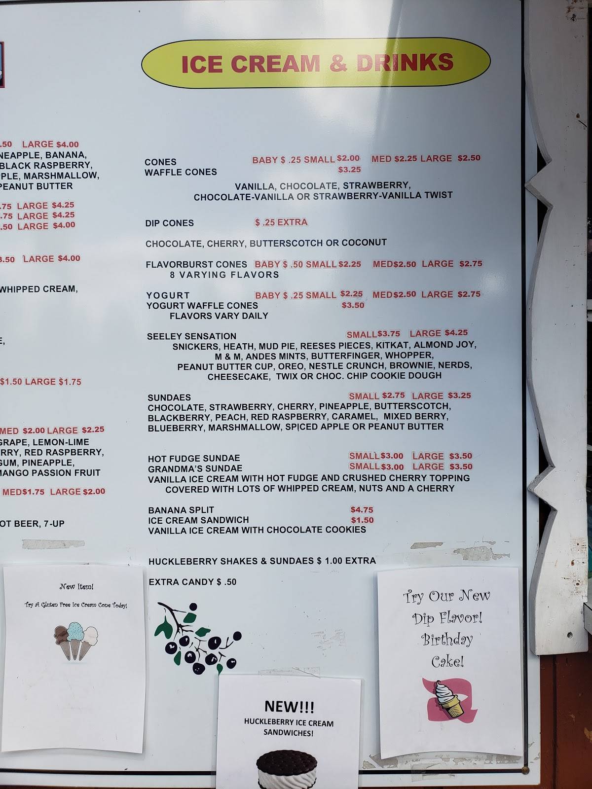 Menu at The Ice Cream Place fast food, Seeley Lake