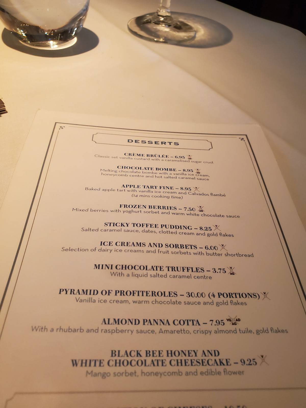 Menu at The Ivy Temple Row restaurant, Birmingham