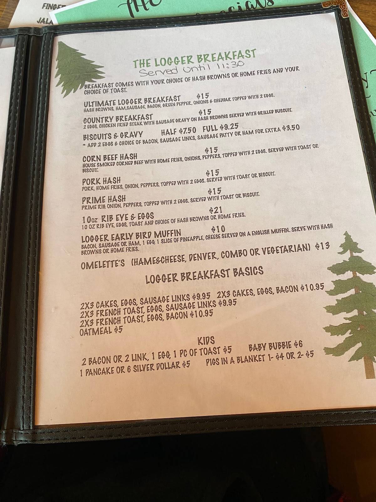 Menu at The Logger Restaurant, Knappa