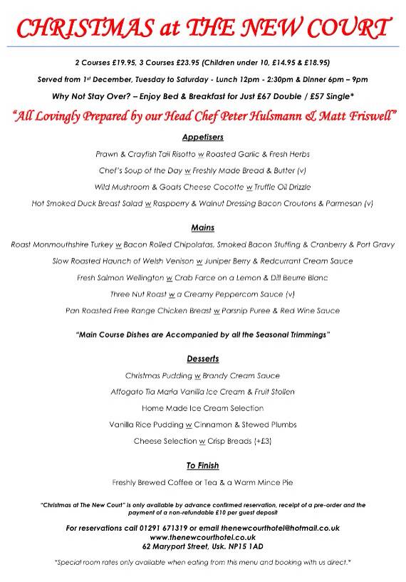Menu at The New Court Inn pub & bar, Usk