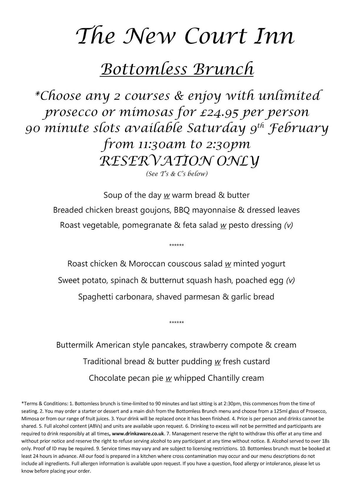 Menu at The New Court Inn pub & bar, Usk