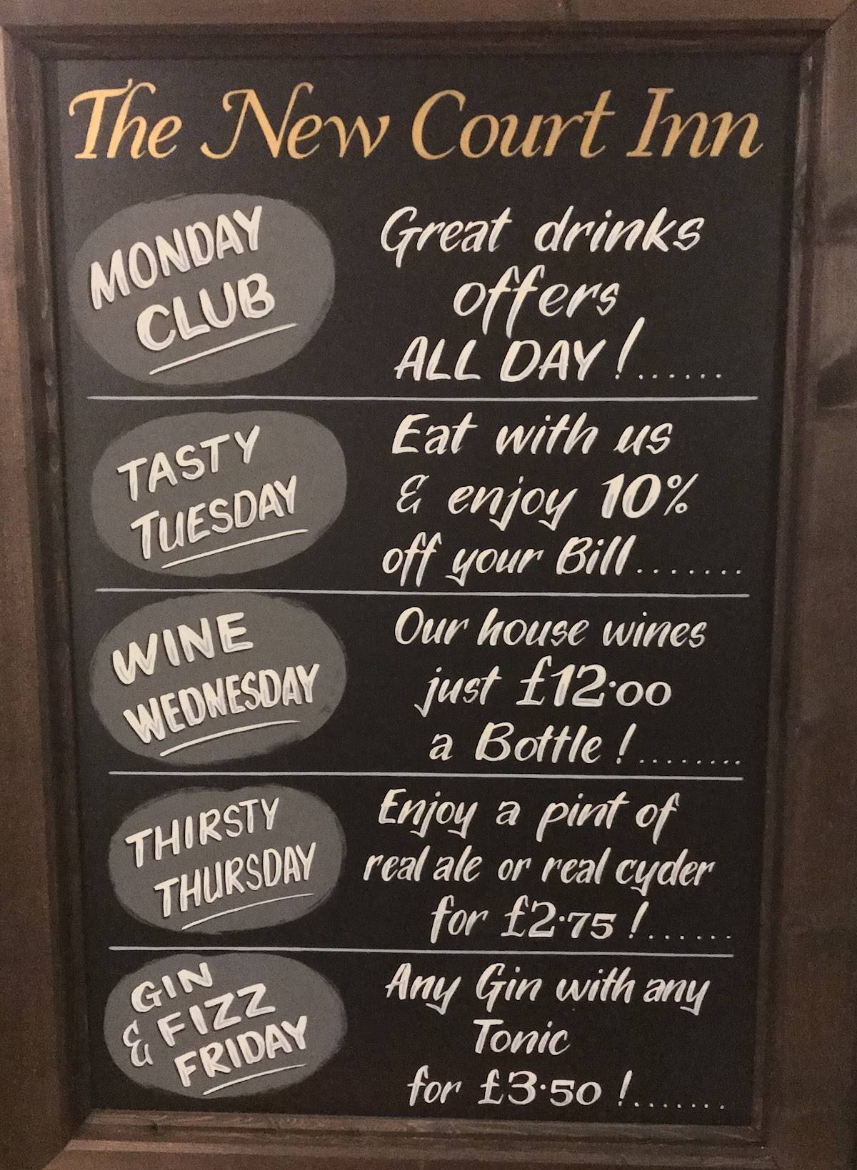 Menu at The New Court Inn pub & bar, Usk
