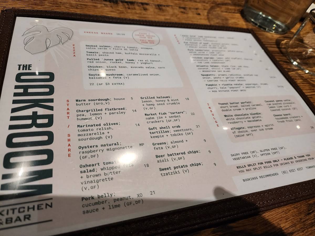 Menu at The Oakroom Kitchen & Bar, Wagga Wagga