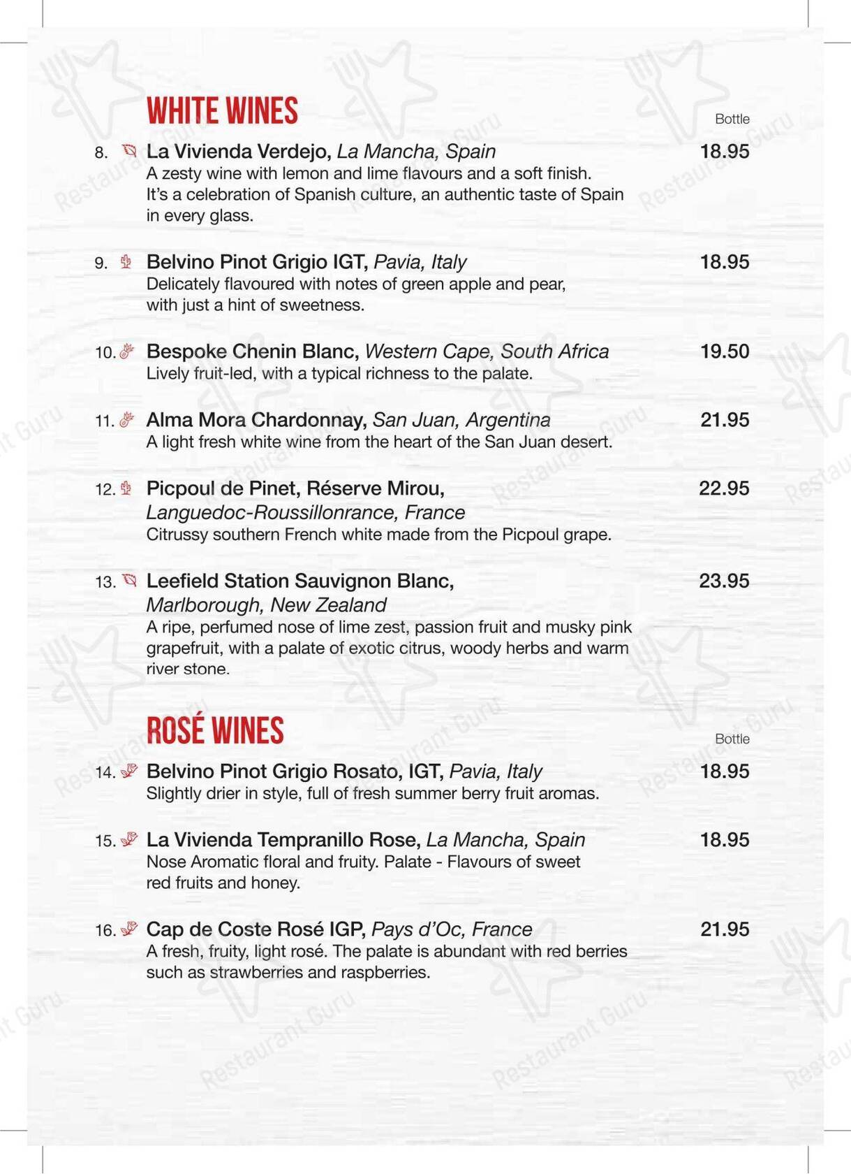 Menu at The Red Bar & Grill, Mansfield