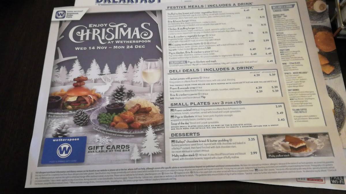 Menu at The Ritz - JD Wetherspoon pub & bar, Wallsend, 85-87 High St W