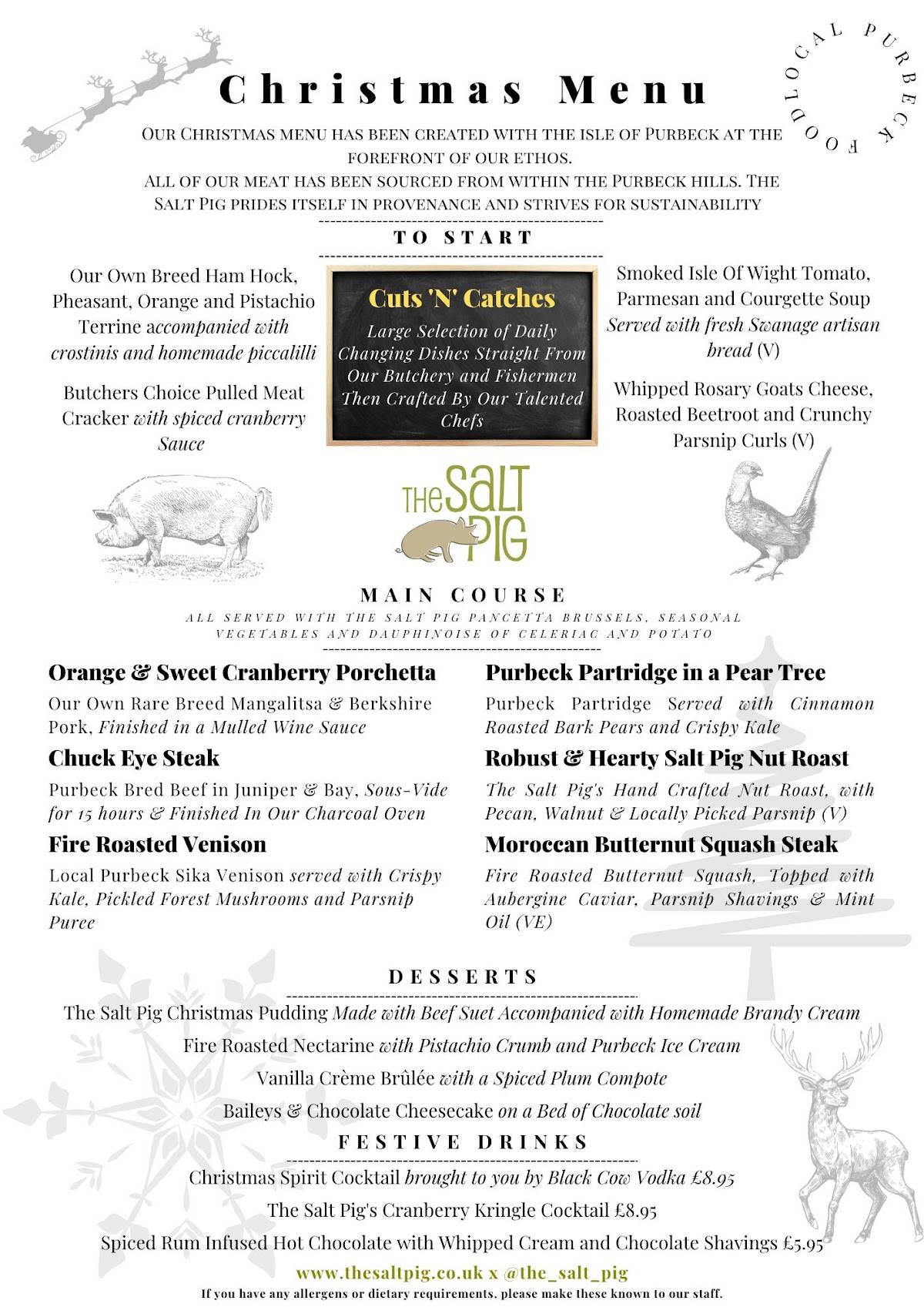 Menu at The Salt Pig Too restaurant, Swanage