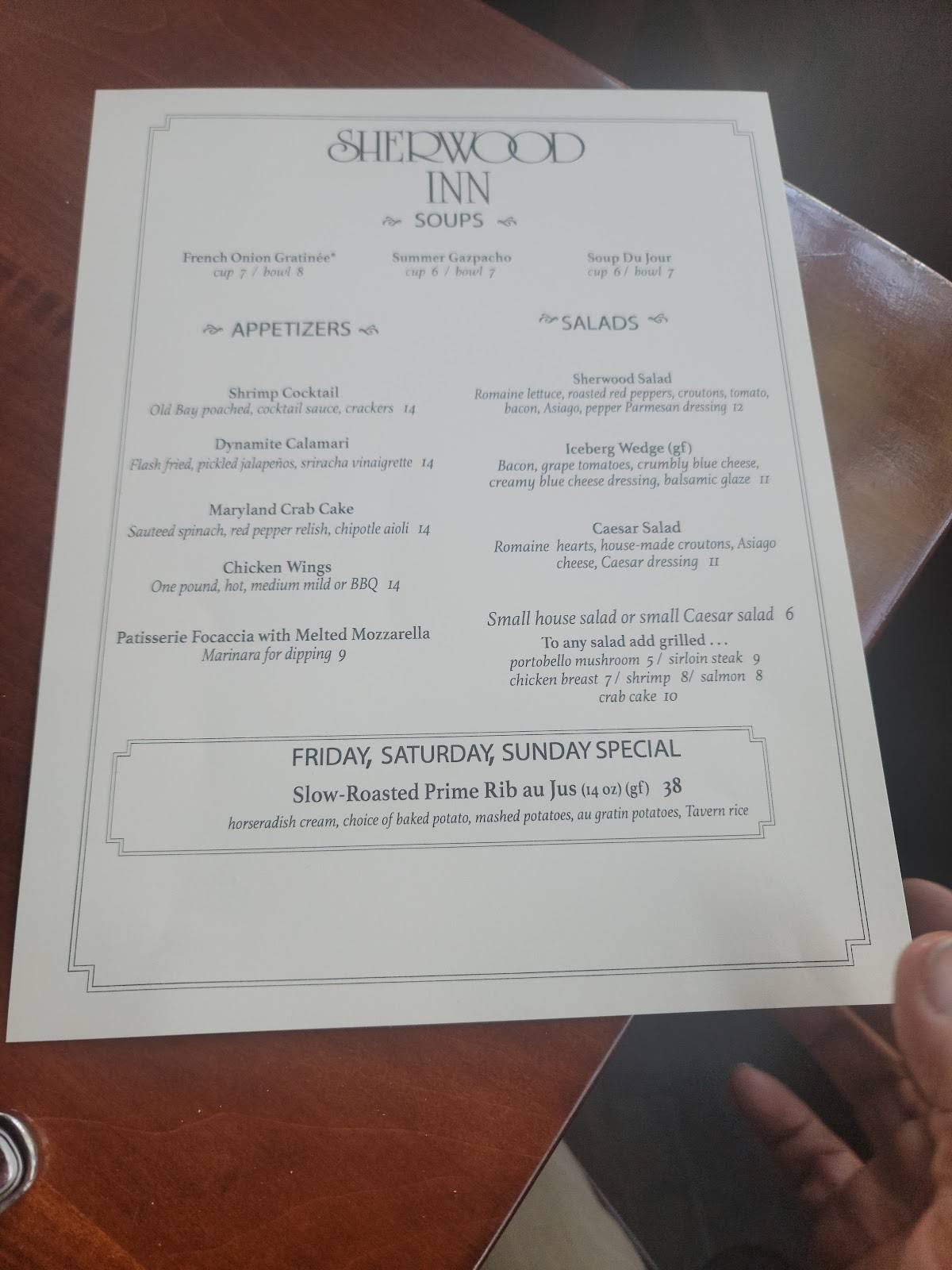 Menu at The Sherwood Inn pub & bar, Skaneateles