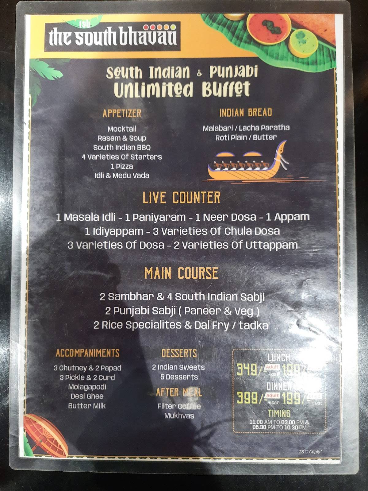 Menu at The South Bhavan-best family restaurant for South Indian ...
