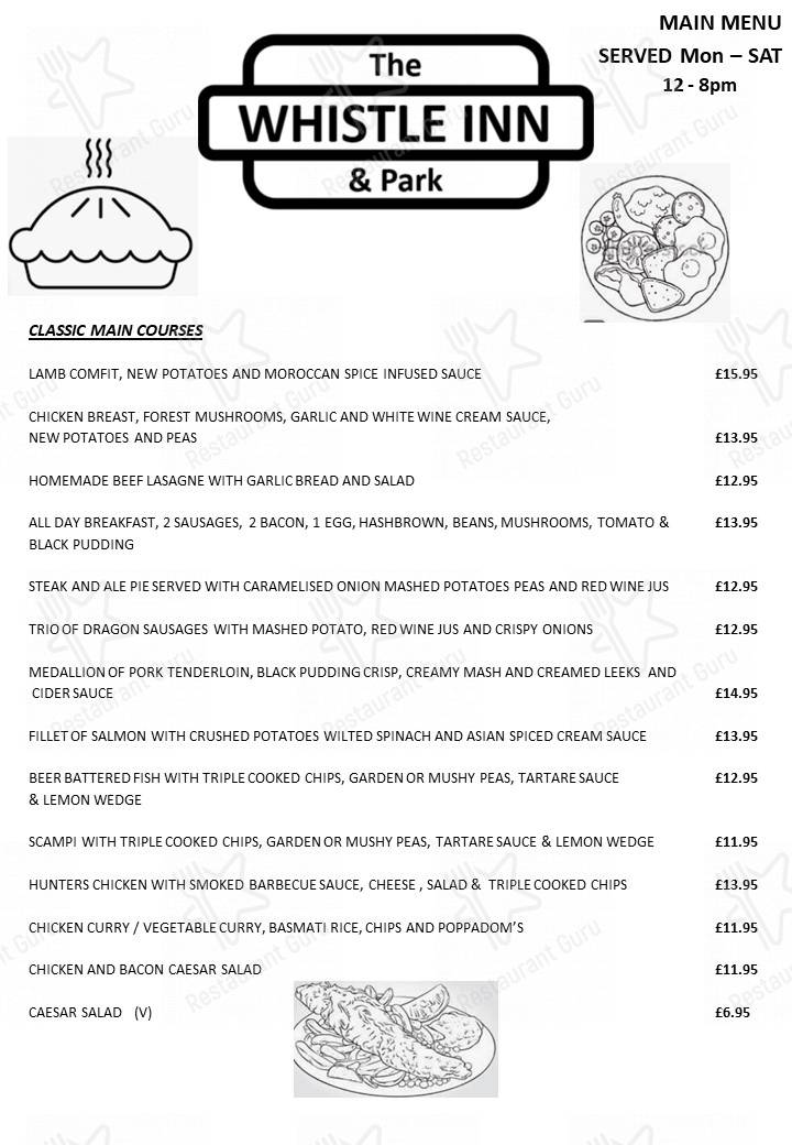 Menu at The Whistle Inn and Park pub & bar, Blaenavon