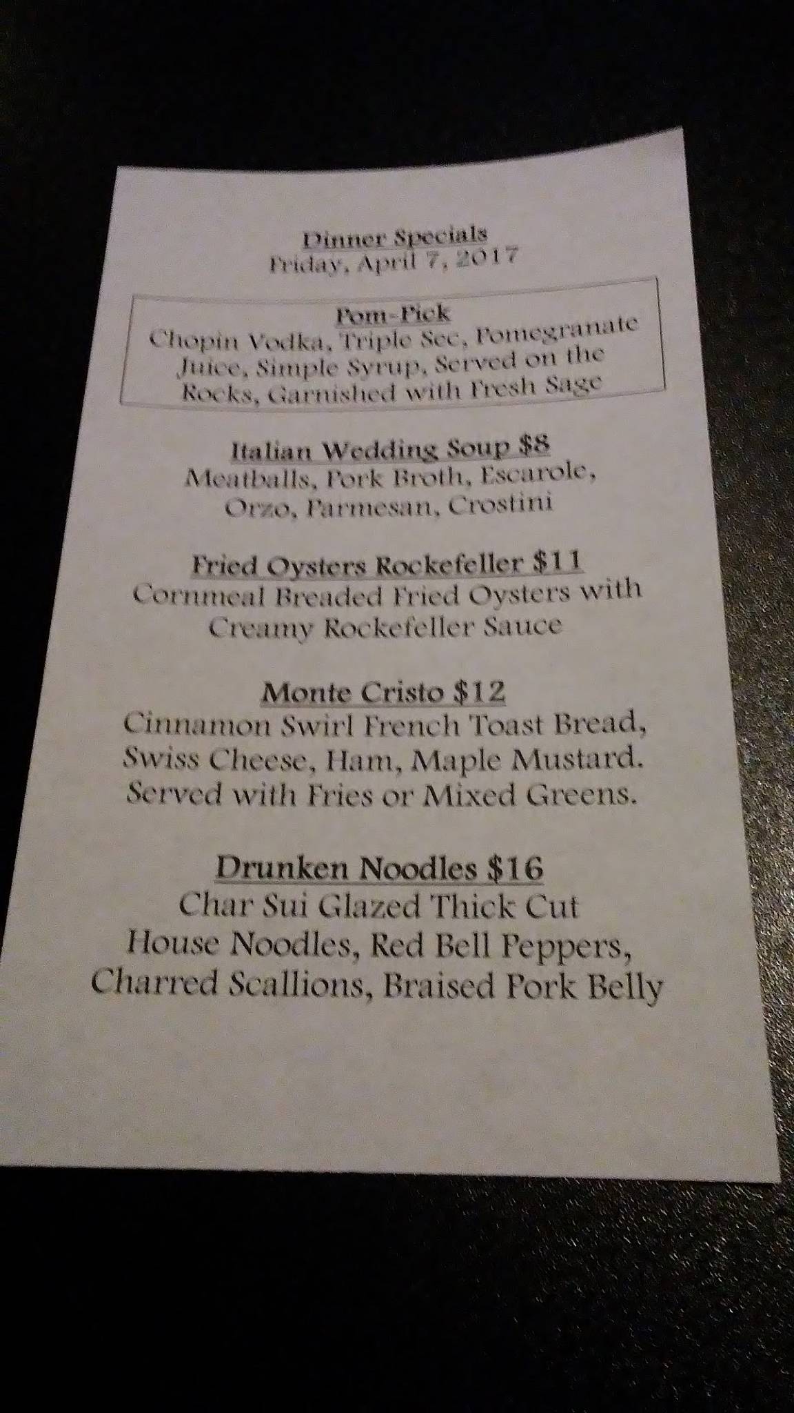 Menu at The White Oak Tavern pub & bar, Ellicott City, Baltimore ...