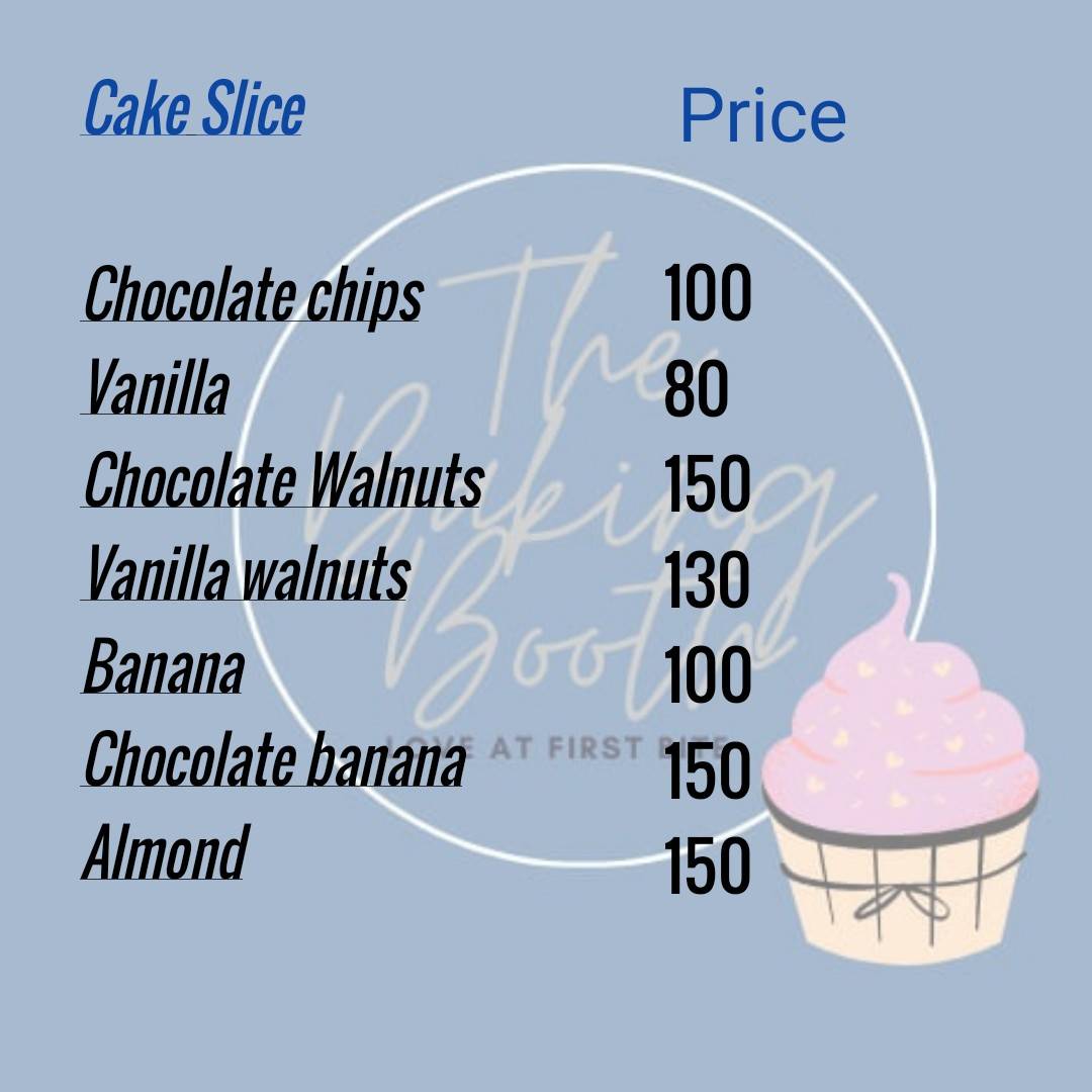 Menu at The baking booth, Kalavad