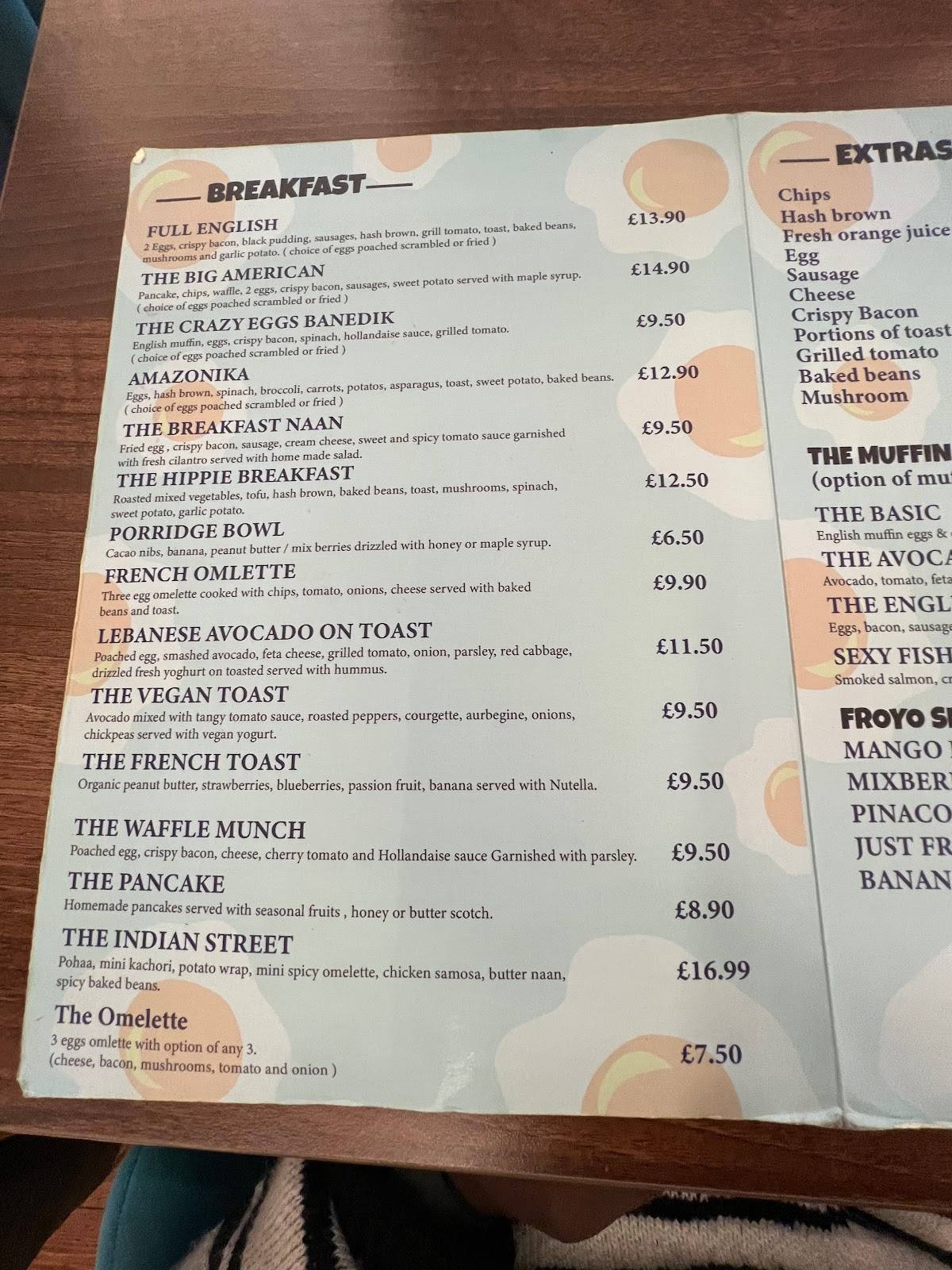 Menu at The breakfast club, St Albans, 62 Stanhope Rd