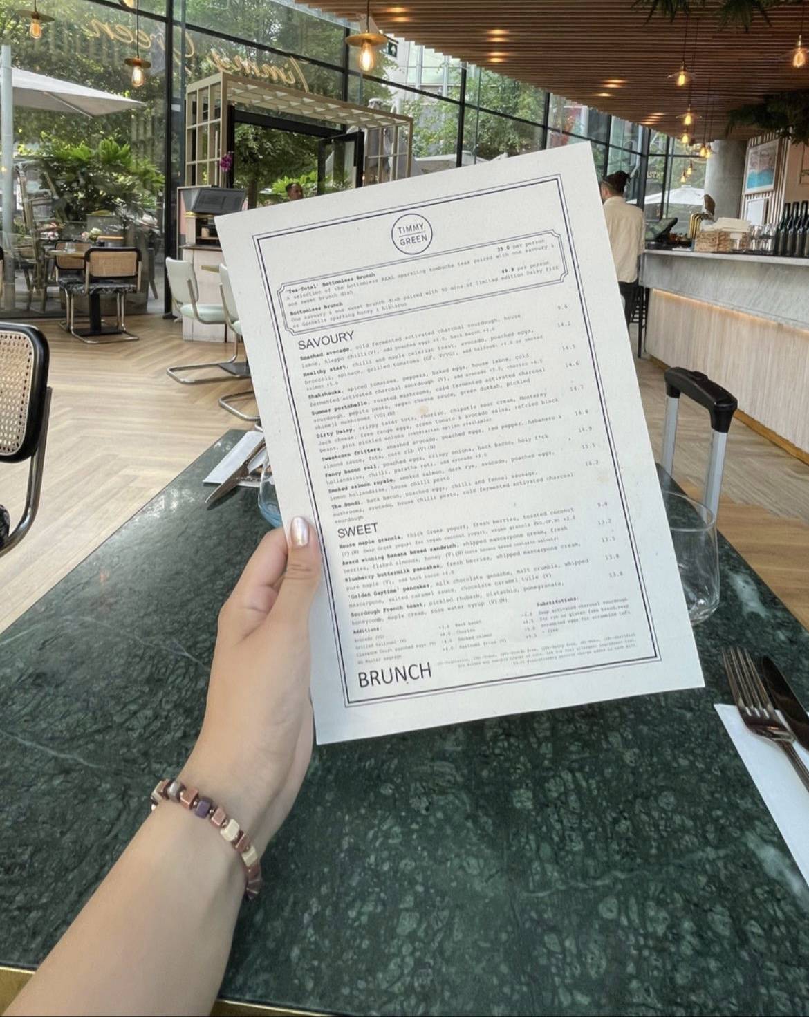 Menu at Timmy Green pub & bar, London