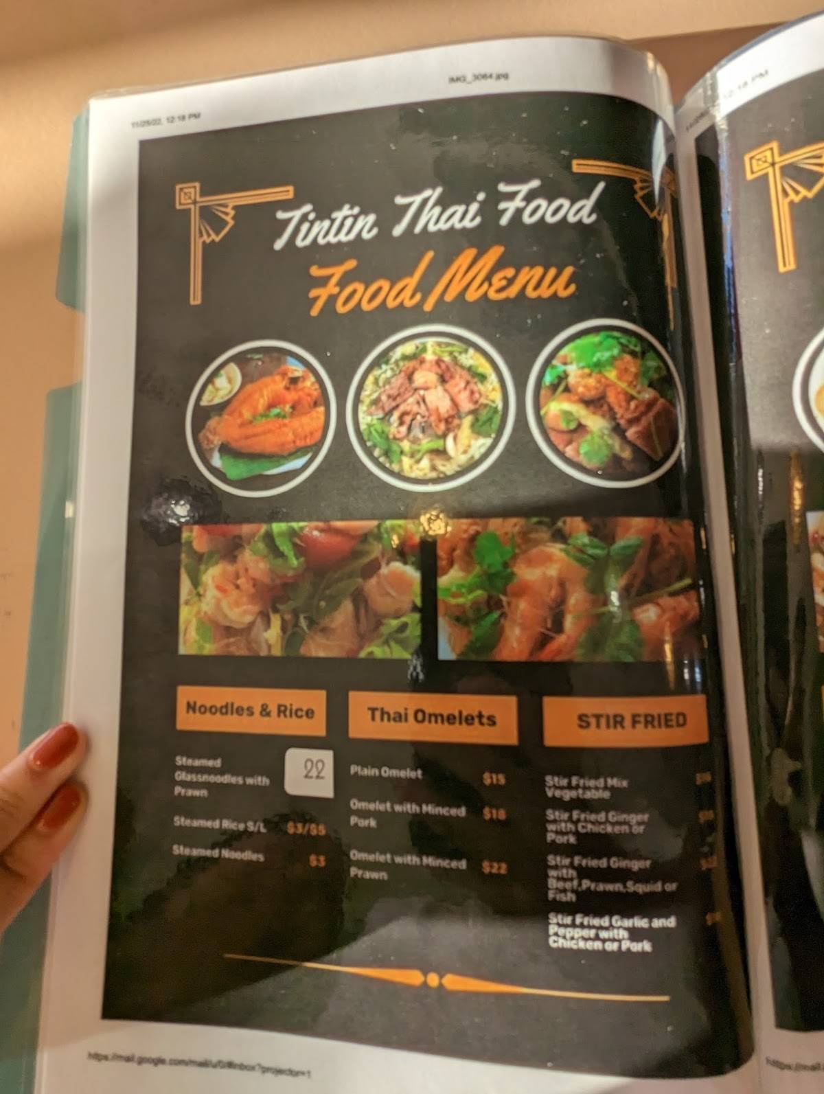 Menu at TinTin Thai Food restaurant, Mount Isa