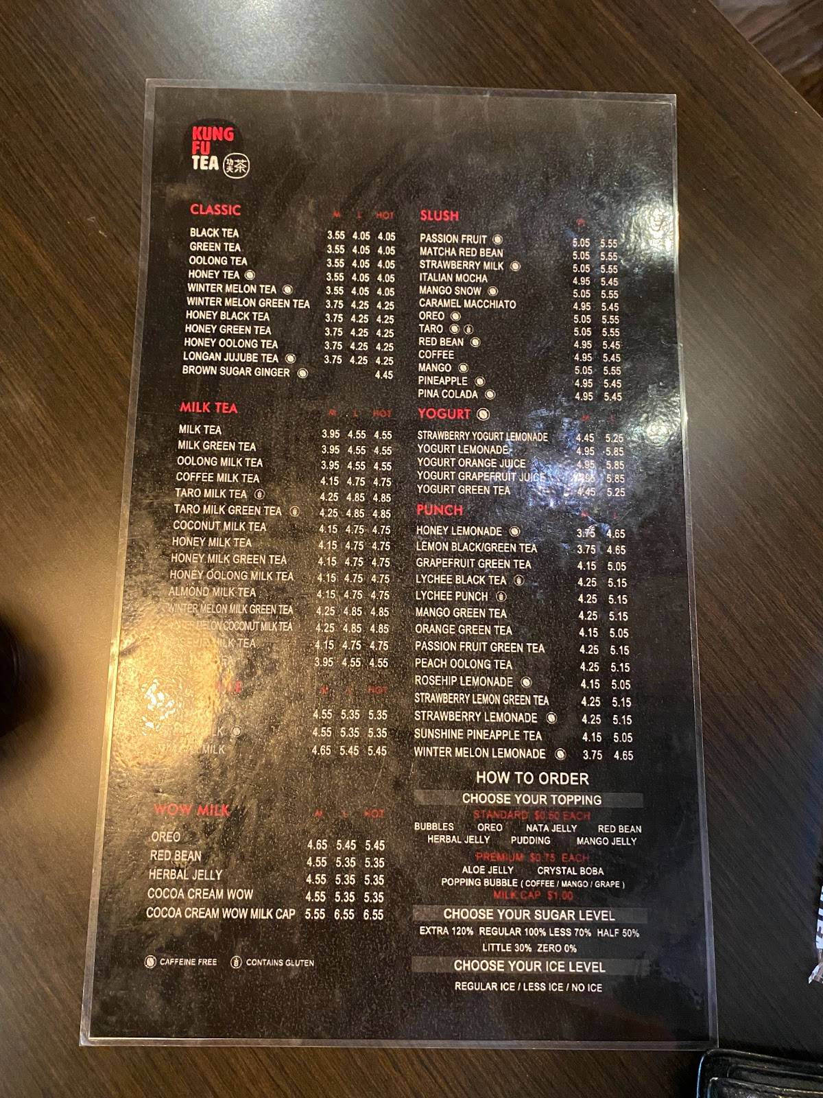Menu at Token Ramen & Kung Fu Tea restaurant, Riverview