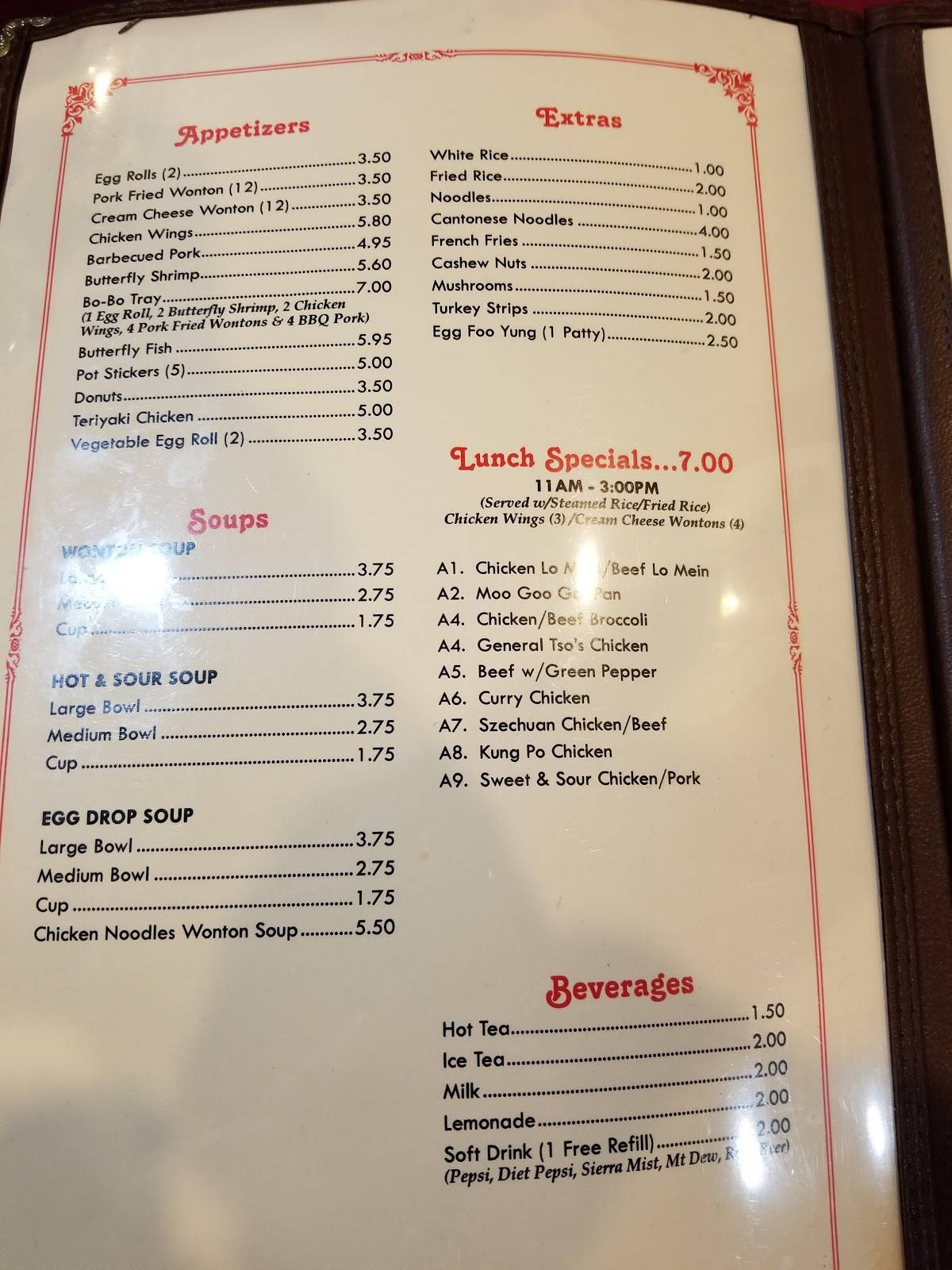 Menu at Tom Moy Cafe, Cottage Grove, 80th St S # 101