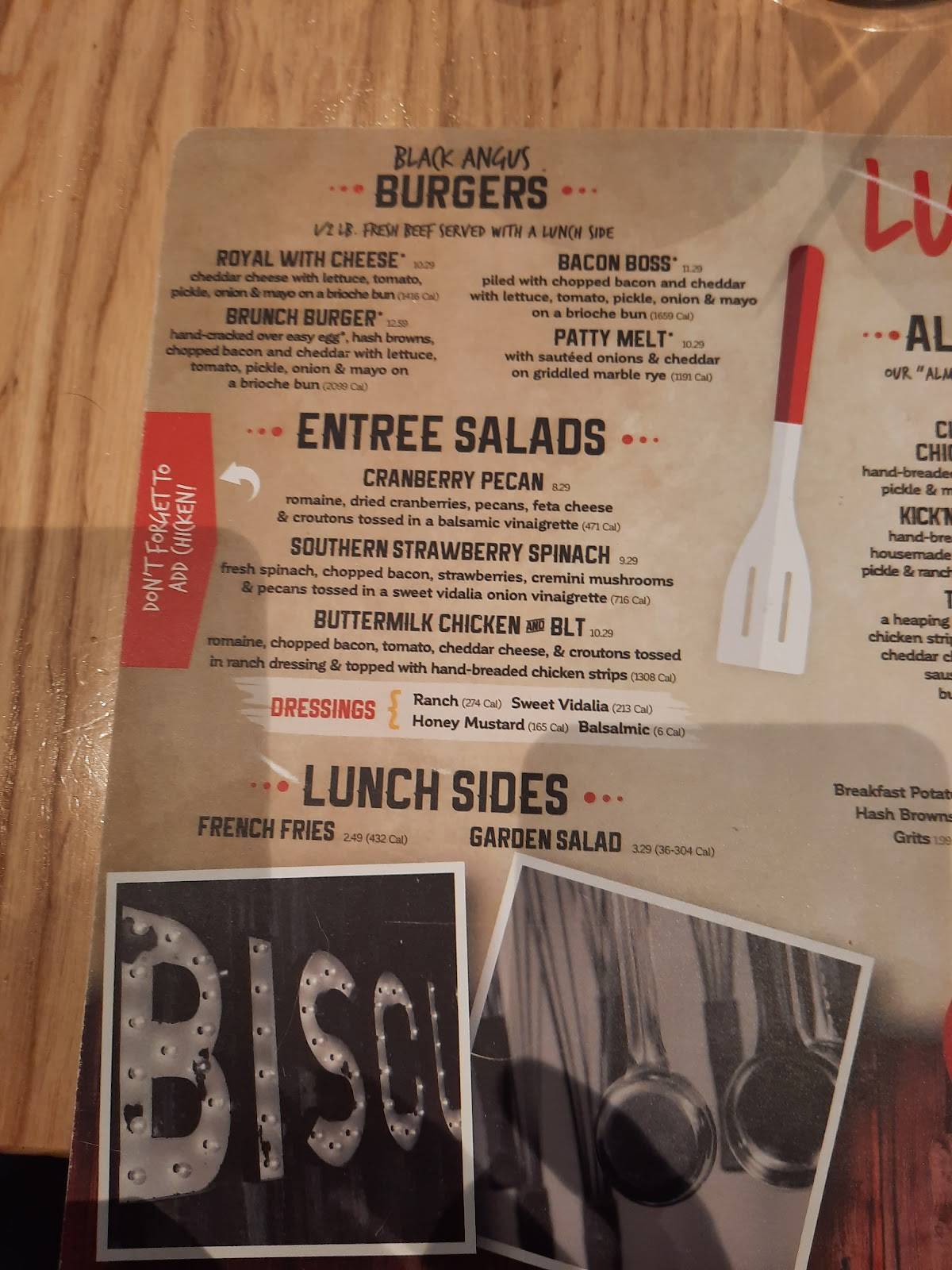 Menu at The Big Biscuit restaurant, Topeka