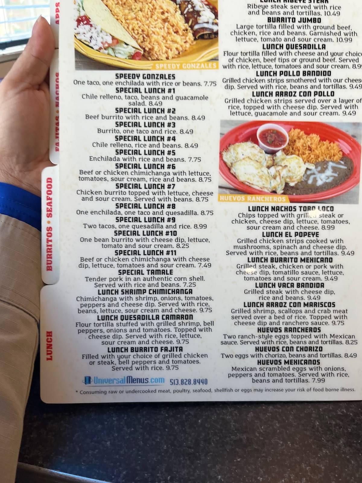 Menu at Toro Loco restaurant, Wheelersburg, Ohio River Rd #1916