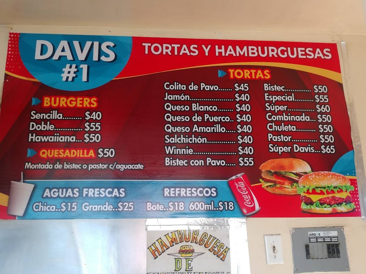 Carta del restaurante Tortas Davis #1, Ciudad Juarez, Benemérito del ...