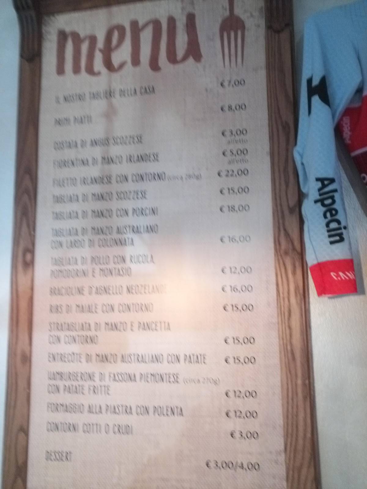 Menu da Trattoria Al Caminetto ristorante, Spilimbergo