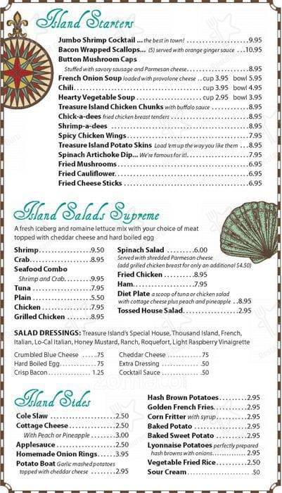 Menu at Treasure Island Supper Club, Dayton