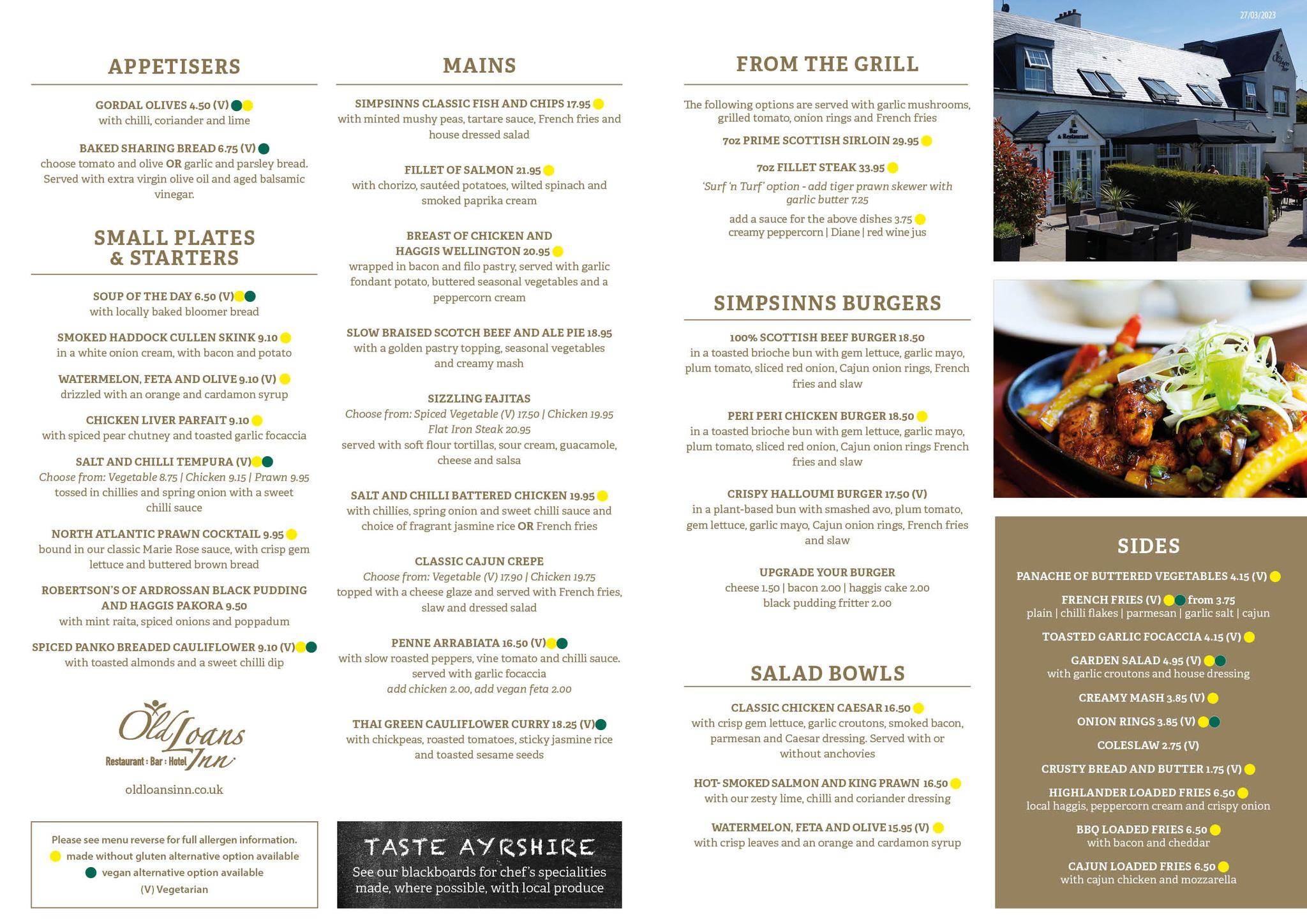 Menu at Old Loans Inn pub & bar, Troon