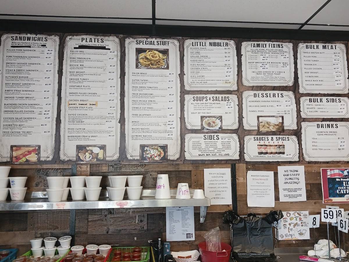 Menu at Bishop's BBQ Grill, Tupelo, McCullough Blvd