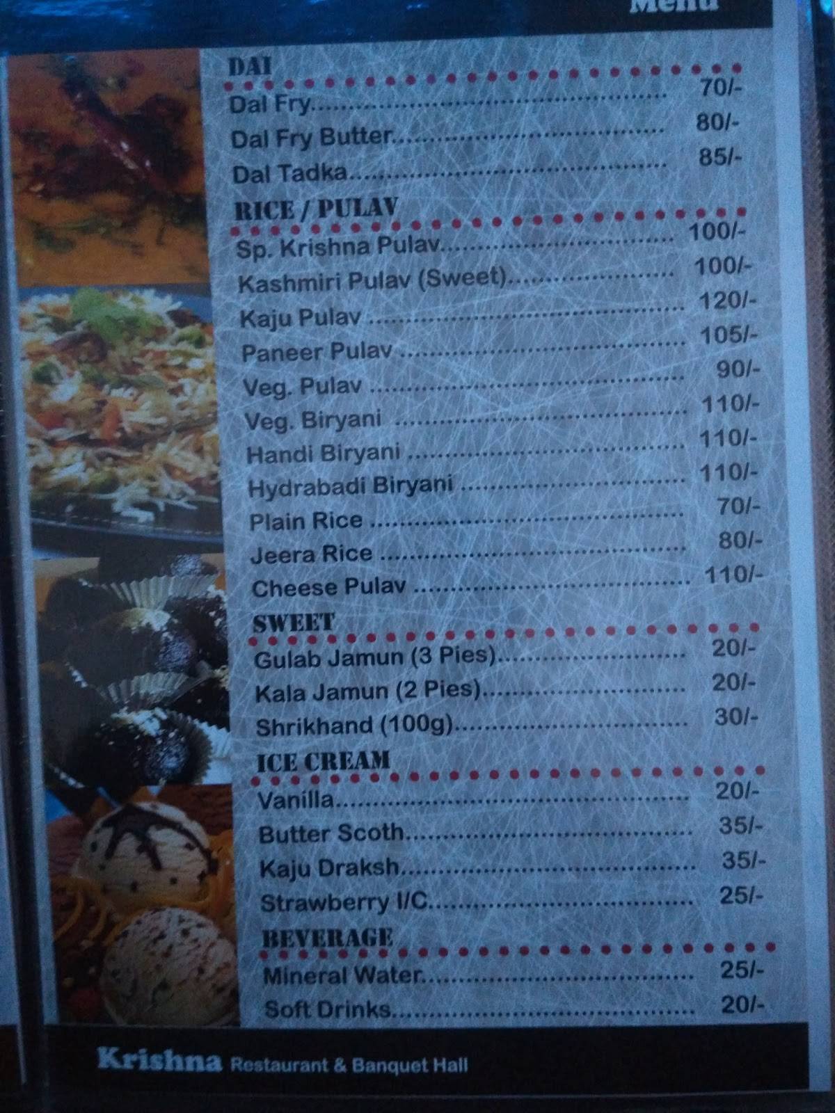 Menu at Krishna Restaurant, Vadodara, 14-16