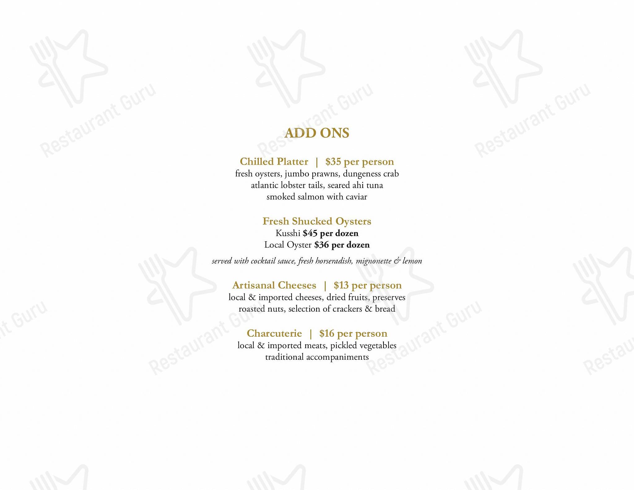 Menu at Black+Blue steakhouse, Vancouver