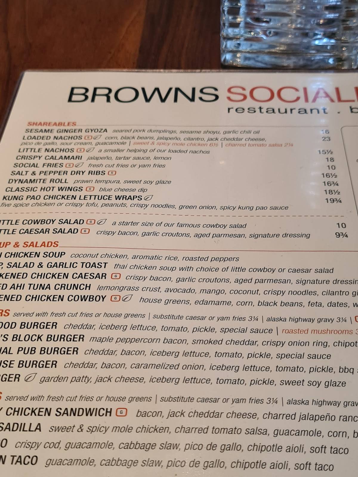 Menu at Browns Socialhouse Village Green pub & bar, Vernon, 27 St #100
