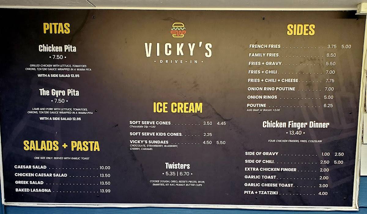 Menu at Vicky's Drive Inn restaurant, Ste. Anne