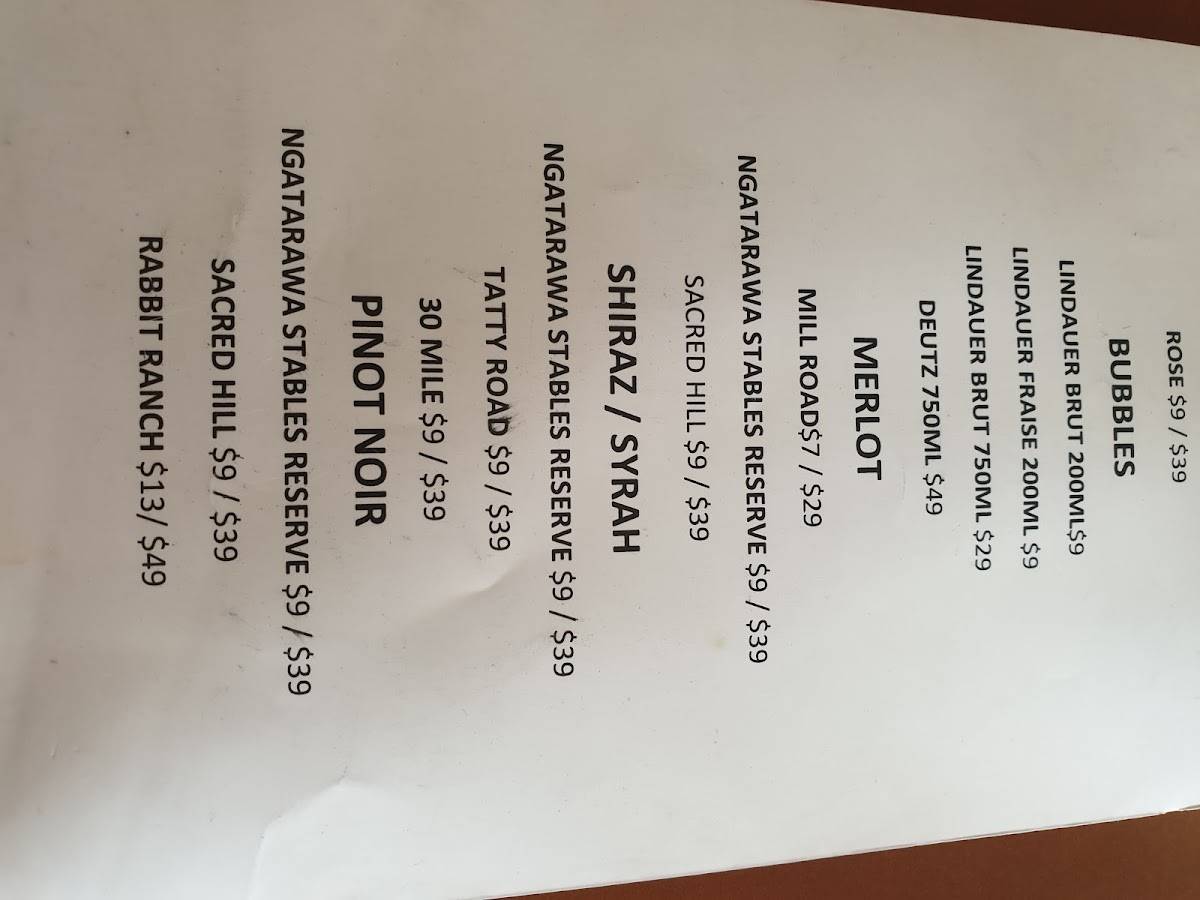 Menu at Sterling Tavern pub & bar, Waihi