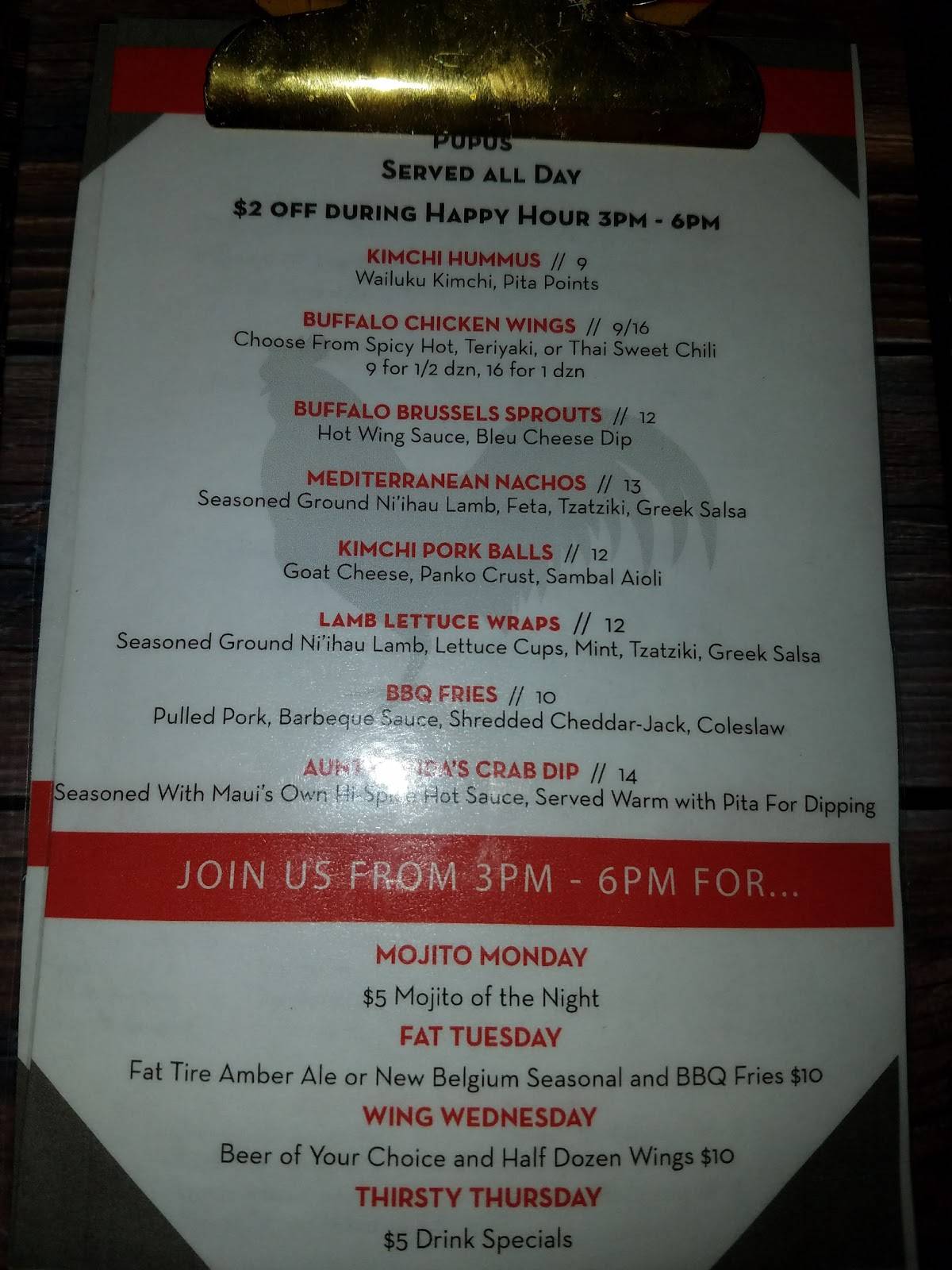 Menu at 808 old town pub & bar, Wailuku