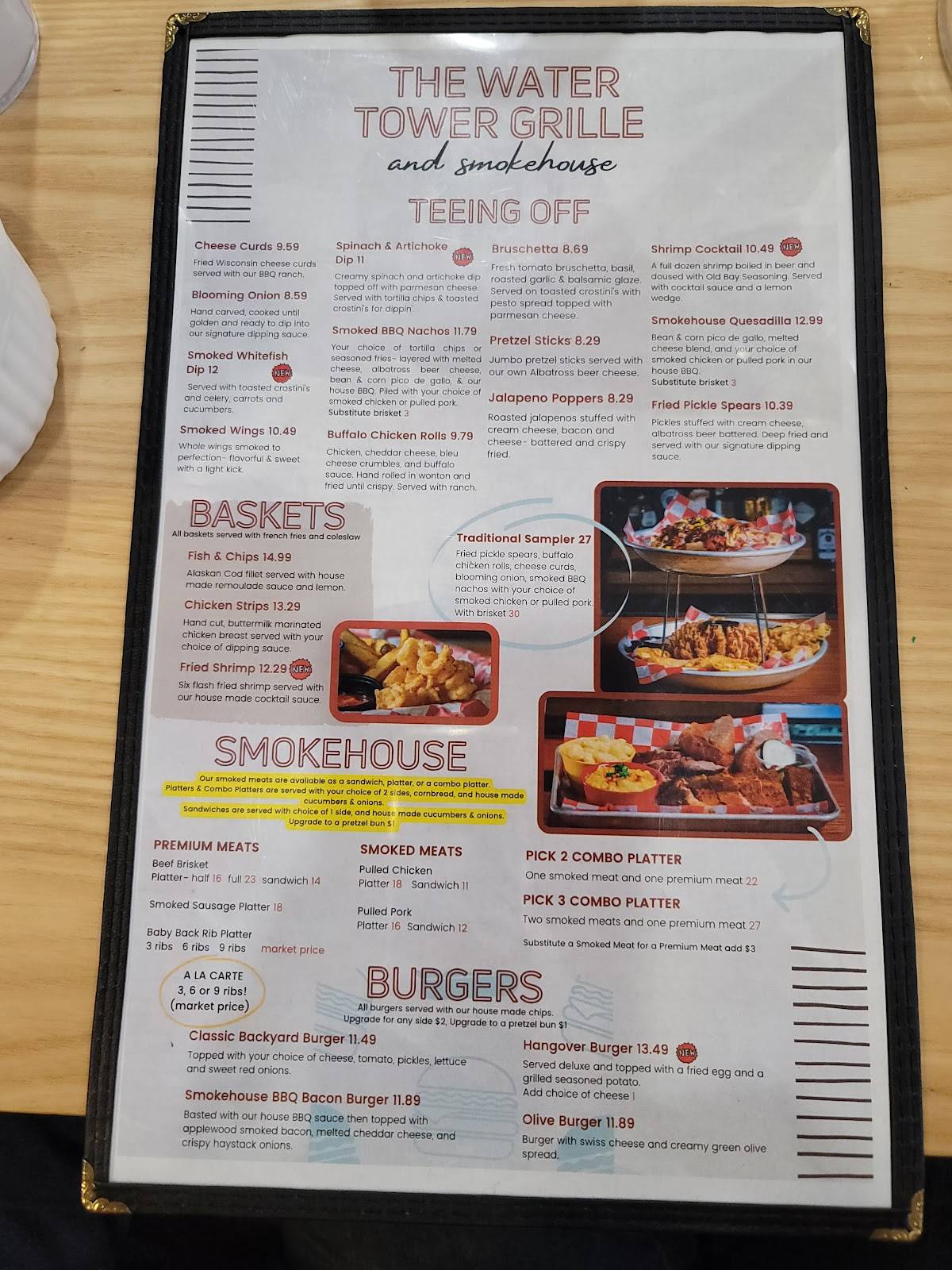 Menu at Water Tower Grille and Smokehouse pub & bar, Belding