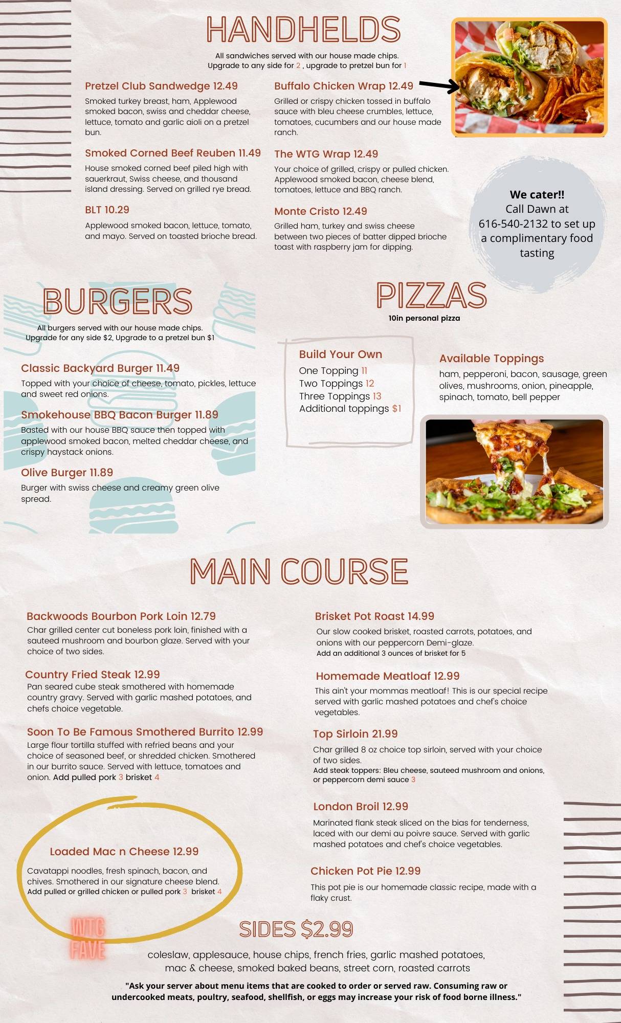 Menu at Water Tower Grille and Smokehouse pub & bar, Belding