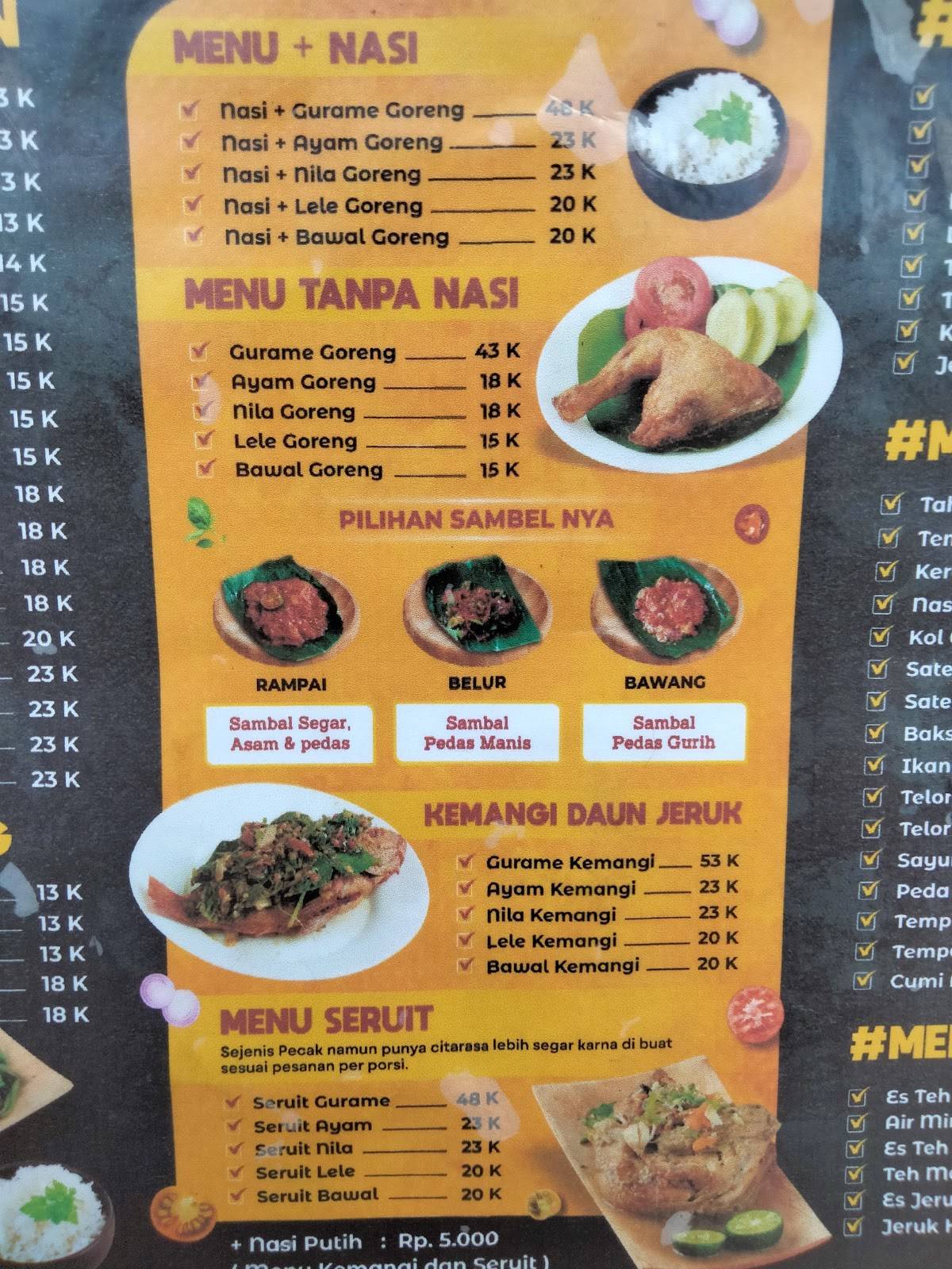 Carta del restaurante Nyambel Rampai Geh - Slipi, West Jakarta