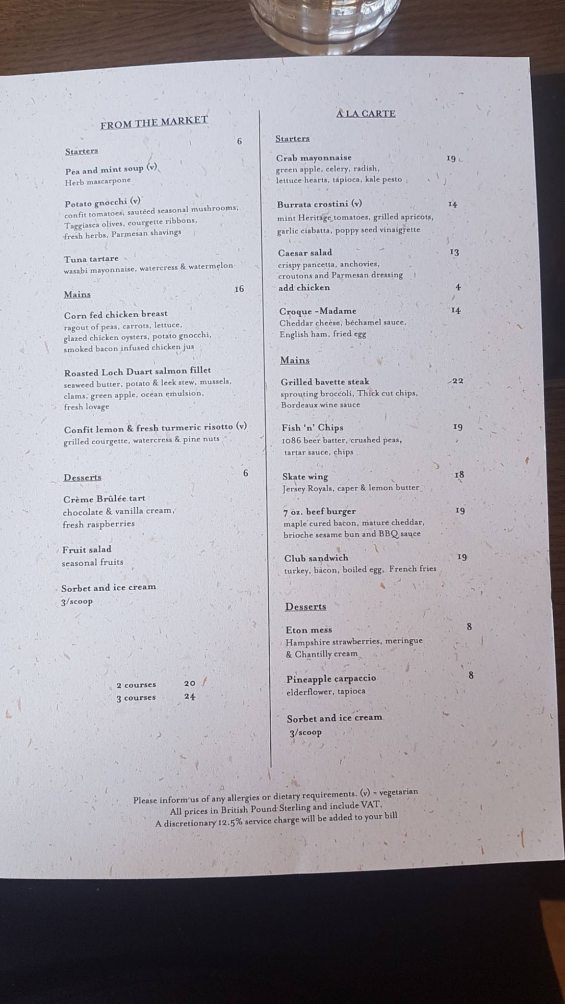 Menu at Wild Carrot pub & bar, Hook