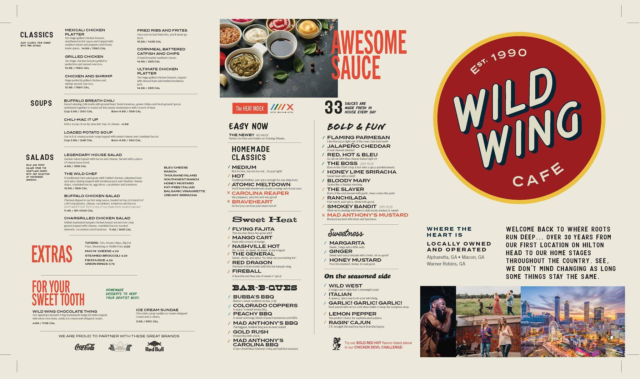 Menu at Wild Wing Cafe, Warner Robins