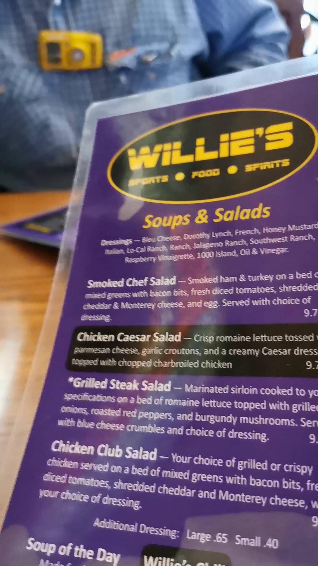 Menu at Willie's Sports Bar & Grill, El Dorado