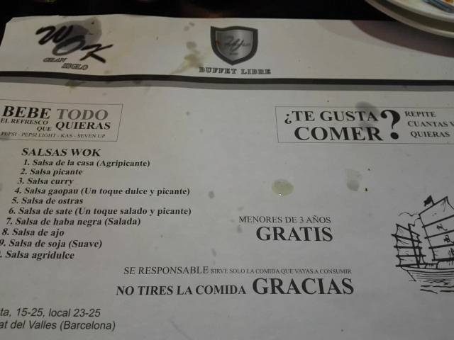 Carta del restaurante Wok Gran Siglo, Sant Cugat del Vallès, Av. del la ...