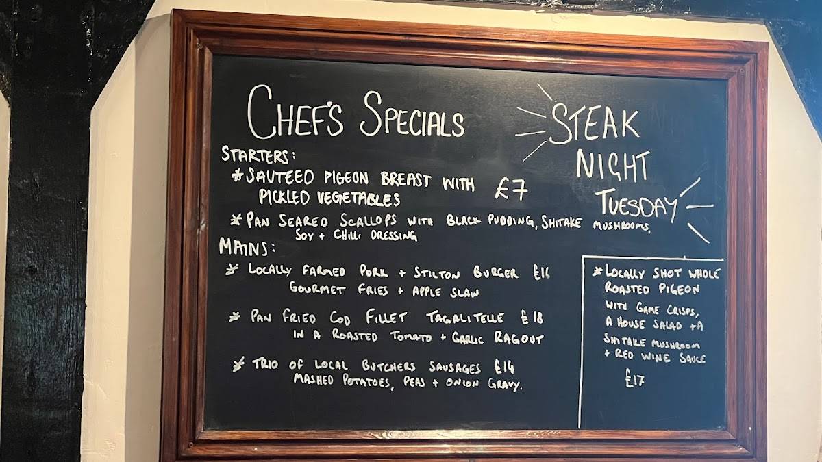 Menu at Ye Olde Hobnails Inn pub & bar, Little Washbourne