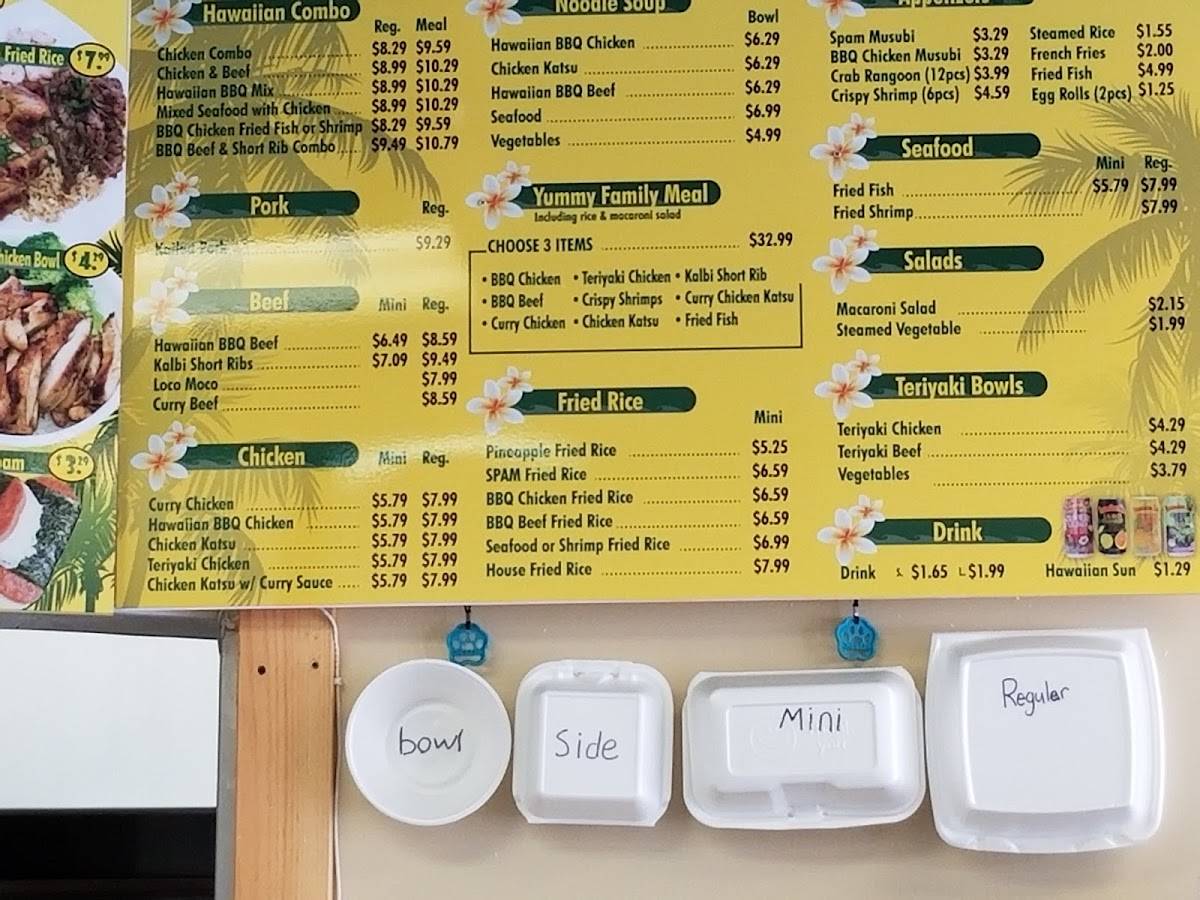 Menu at Yummy Hawaiian BBQ, Moorpark