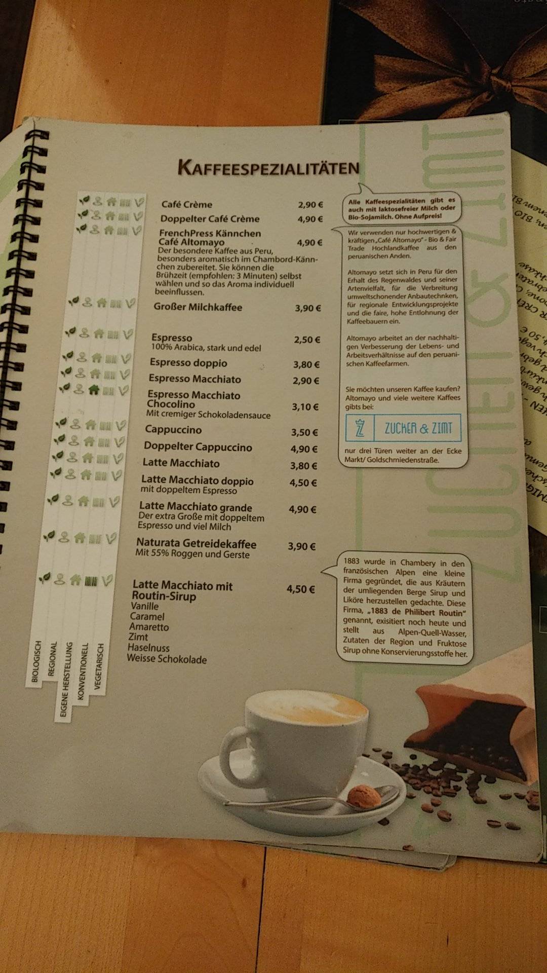 Speisekarte von Zucker & Zimt Café-Restaurant, Eisenach