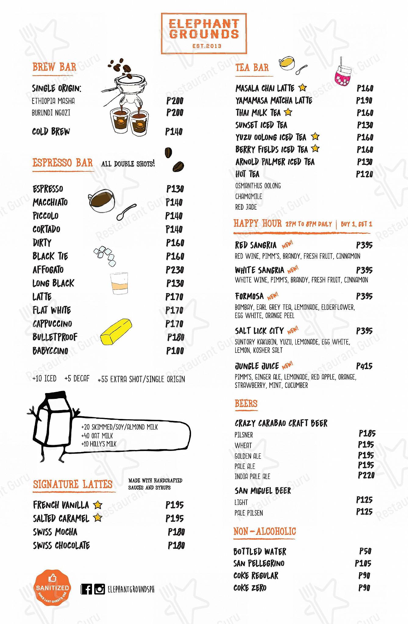 Menu at Elephant Grounds Manila - BGC cafe, Taguig