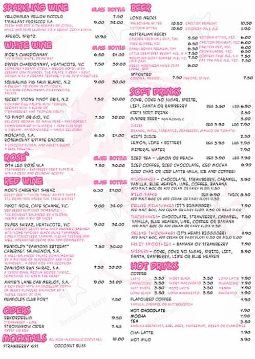 Menu at Lazy Moe's pub & bar, Burnside