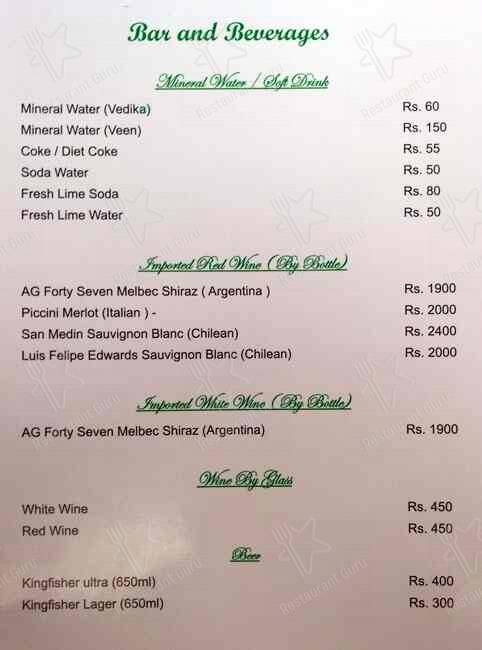 Menu at Spice Court, Jaipur