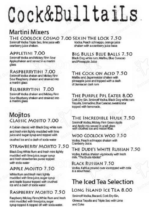 Menu at The Cock and Bull Coolock pub & bar, Dublin