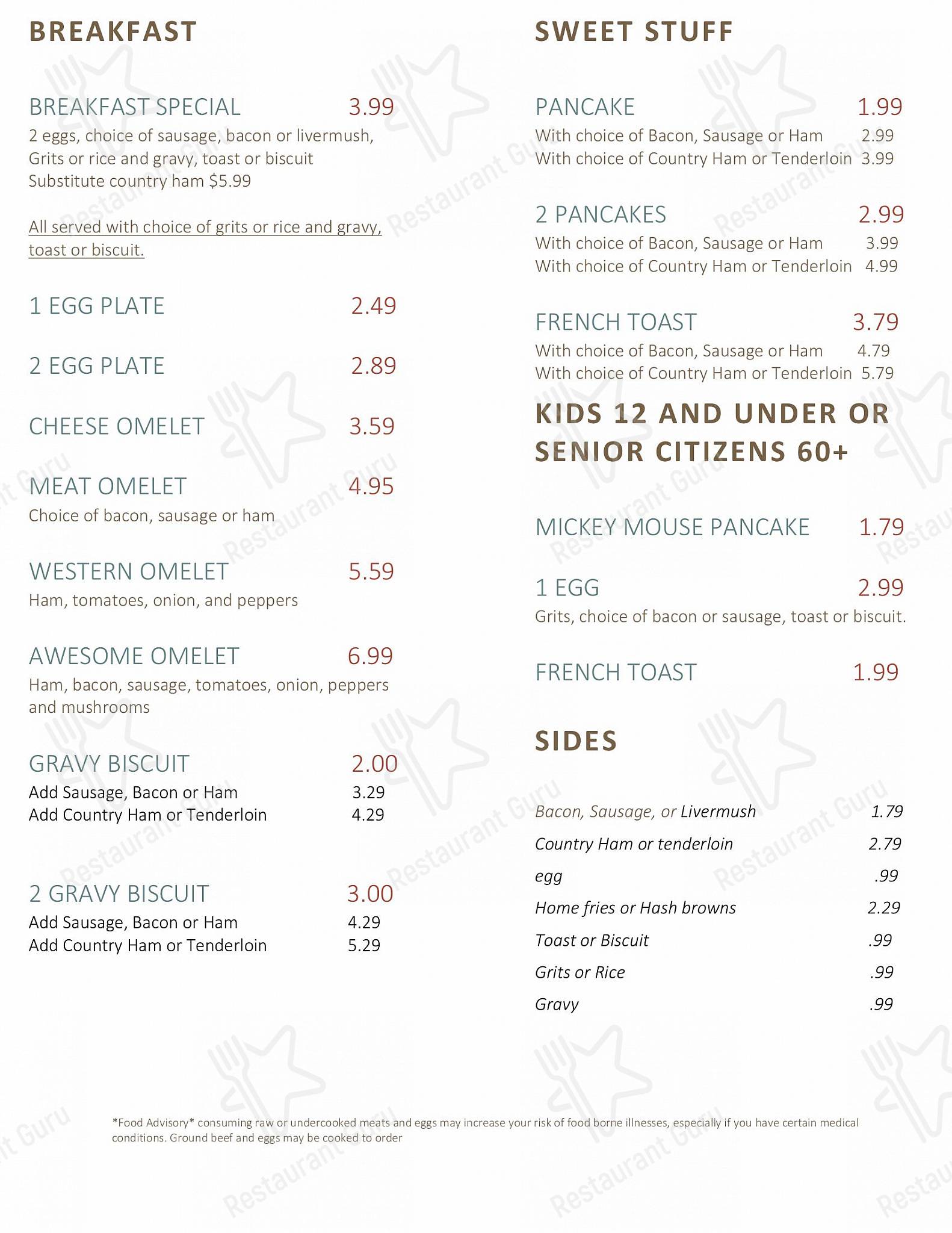 Menu at Tamarac Marina & Restaurant, USA