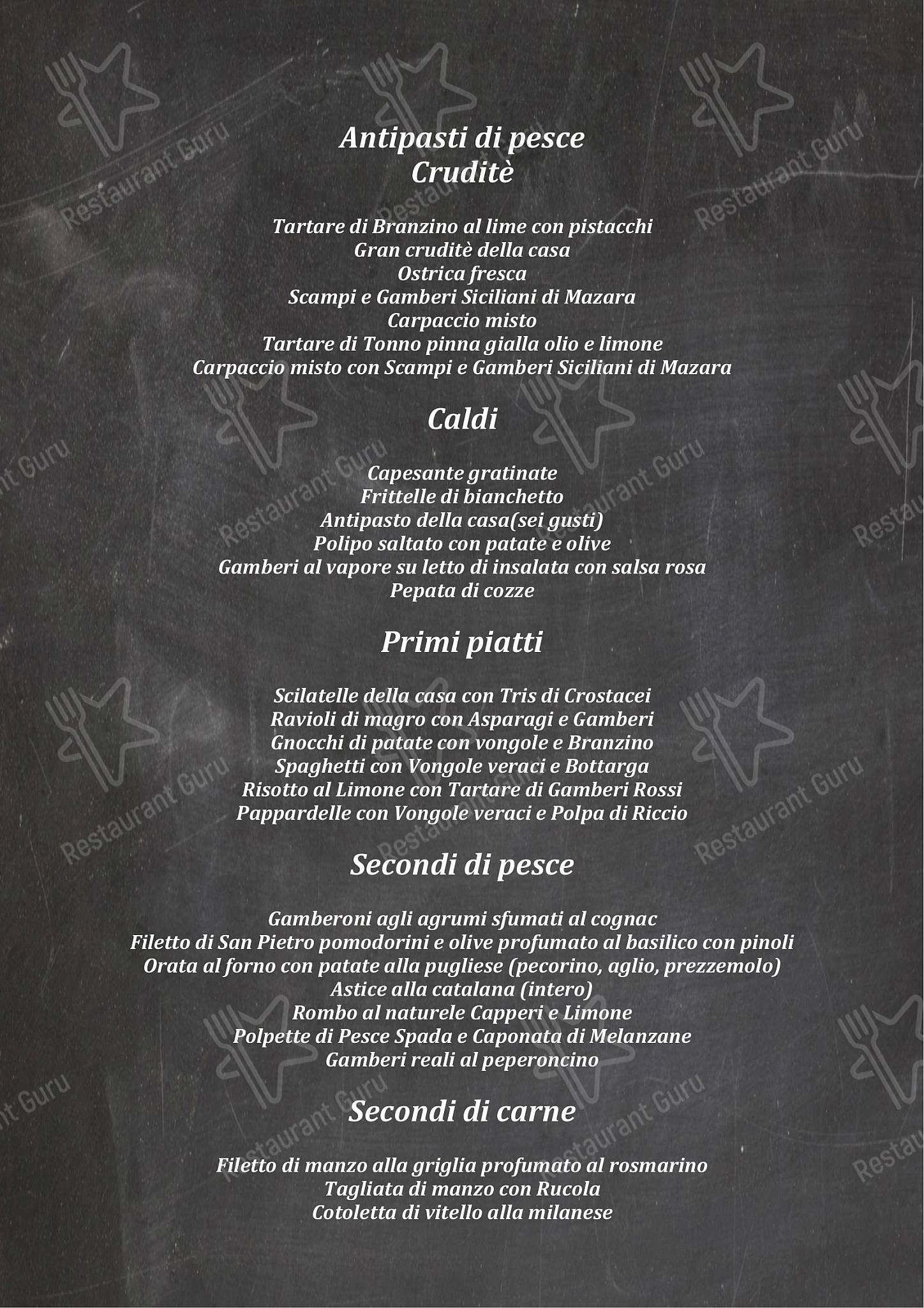Menu da Ristorante Pizzeria da Trap, Milano